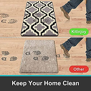 Kitinjoy Indoor Door Mat, Non-Slip, Absorbent, Dirt Resist, Entryway Mat, Low-Profile Inside Welcome Front Doormats for Entrance(32x20 inches, Grey)