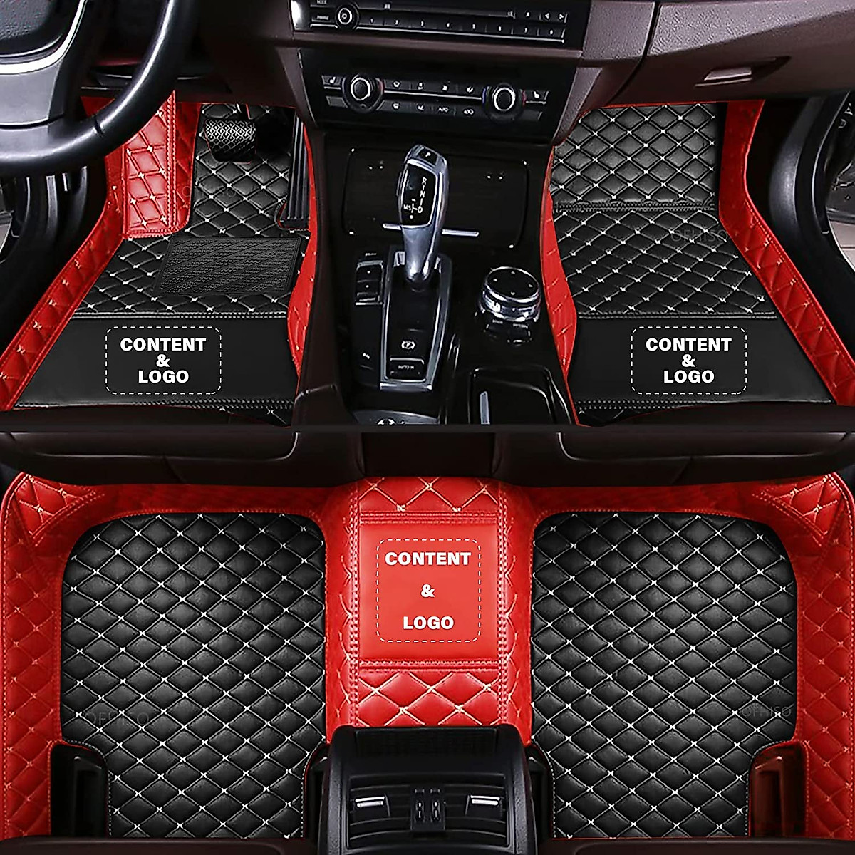 CHENGTAI Custom Automotive Car Floor Mats for 98% Sedan SUV Sports Car Men Women Protection Full Coverage Pads Anti-Slip Leather Floor Lining (Black+Red)