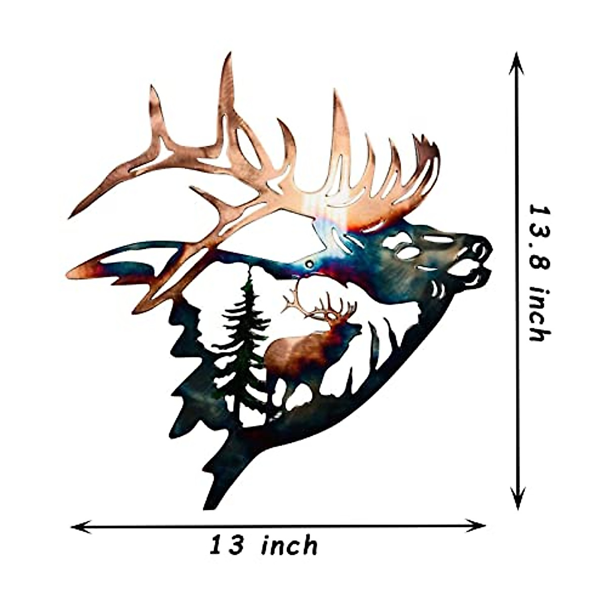 13inch Rustic Metal Elk Wall Decor for Room Home Deer Decor Western Gifts 2pcs