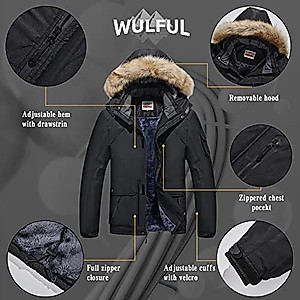 WULFUL Men's Waterproof Ski Jacket Warm Winter Snow Coat Mountain Windbreaker Hooded Raincoat