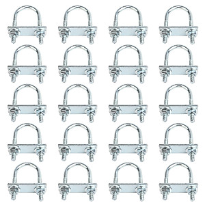 20 Pack Round U-Bolts 33.4mm Inner Width fit Accept for Nominal Pipe Size:1"(OD 1-1/4" Pipe), Steel M7 Round Bend U Bolt Pipe Clamp with Nut, Plate,Washer