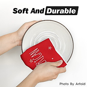 Artoid Mode American Freedom Stripes Stars Gnomes 4th of July Kitchen Towels Dish Towels, 18x26 Inch Seasonal Patriotic Liberty Decor Hand Towels Set of 4