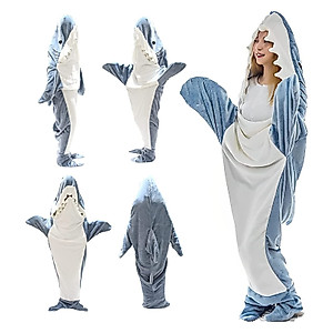 Shark Blanket - Shark Blanket Hoodie Adult,Wearable Shark Blanket Adult or Shark Sleeping Bag,Super Soft Cozy Flannel (XXXL)