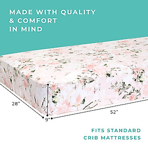 Posh Peanut Fitted Crib Sheet, Soft Viscose from Bamboo Fabric, Standard Crib and Toddler Mattresses 52" by 28" (Vintage Pink Rose)