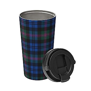 WANGXUEE Blue and Green Scottish Tartan Print 500ml Stainless Steel Travel Tumbler Double Wall Vacuum Insulated Coffee Mug