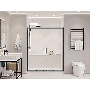 ANZZI 70-in. x 60-in. Framed Double Sliding Shower Door, Resistance Free Hinges for Smooth Opening and Closing, Clear Tempered Glass in Matte Black Finish (SD-AZ15-01MB)