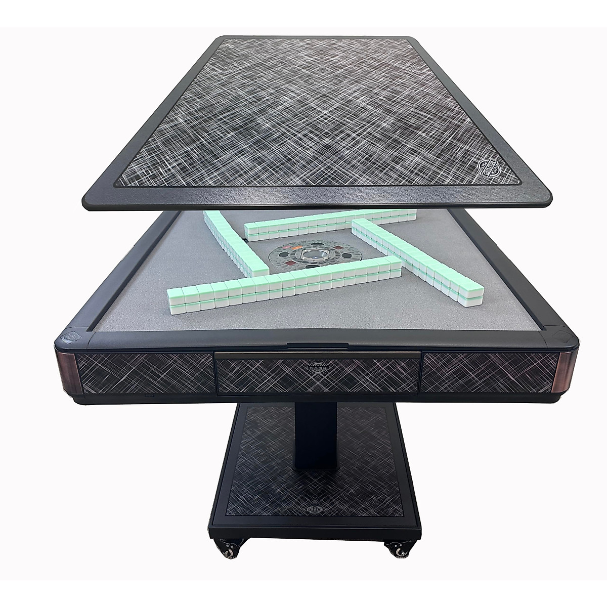USA MJ Table 40mm Folding Automatic Mahjong Table with Wheels Drawers, Comes 2 Sets Tiles (Blue & Green) & 1 Table Dust Cloth Save Time Play More!! 40mm 中号麻將牌