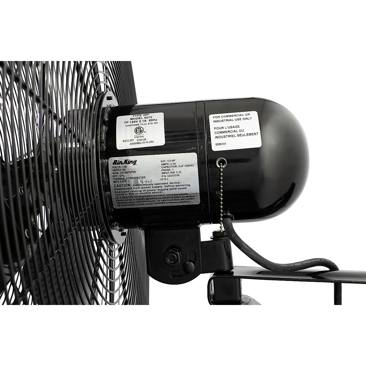 Air King 9070 30-Inch 1/3-Horsepower Industrial Grade Wall Mount Fan, Black Finish