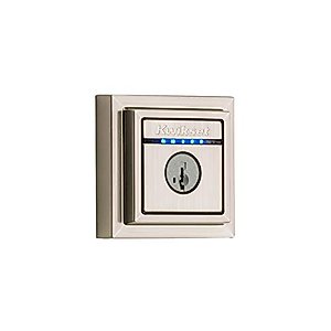 Kwikset 99250-206 Kevo Contemporary Touch-to-Open Bluetooth Smart Square Door Lock Deadbolt Featuring SmartKey Security, Satin Nickel