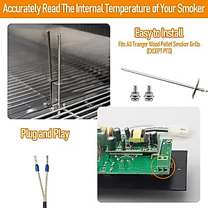 Replacement BAC236 Elite Digital Pro Controller for Traeger Wood Pellet Grill Smoker, Upgrade Thermostat Control Board Parts Replacement with 7" RTD Temperature Sensor Probe