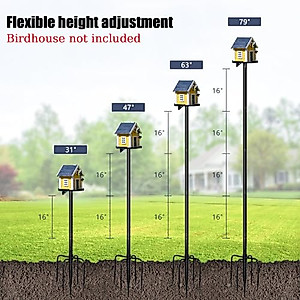 Gtongoko Smart Bird Feeder Pole, 79 Inch New Upgraded Hummingbird House Pole for Outdoor, Bird Buddy Pole, Bluebird House Pole Mount Kit, Adjustable Heavy Duty Bird Feeder Stand, Black