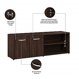Bush Business Furniture Studio C Low Storage Cabinet with Doors and Shelves, Black Walnut