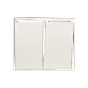 SSLine Modern Metal Medicine Cabinet with Glass Doors Wall-Mount 3-Shelf Bathroom Cabinet with Gold Handles White Accent Storage Cabinet for Bathroom Kitchen Living Room