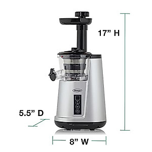Omega JC3000SV13 Vertical Masticating Juicer, 65 RPM Compact Cold Press Juicer Machine, 150 W, Silver