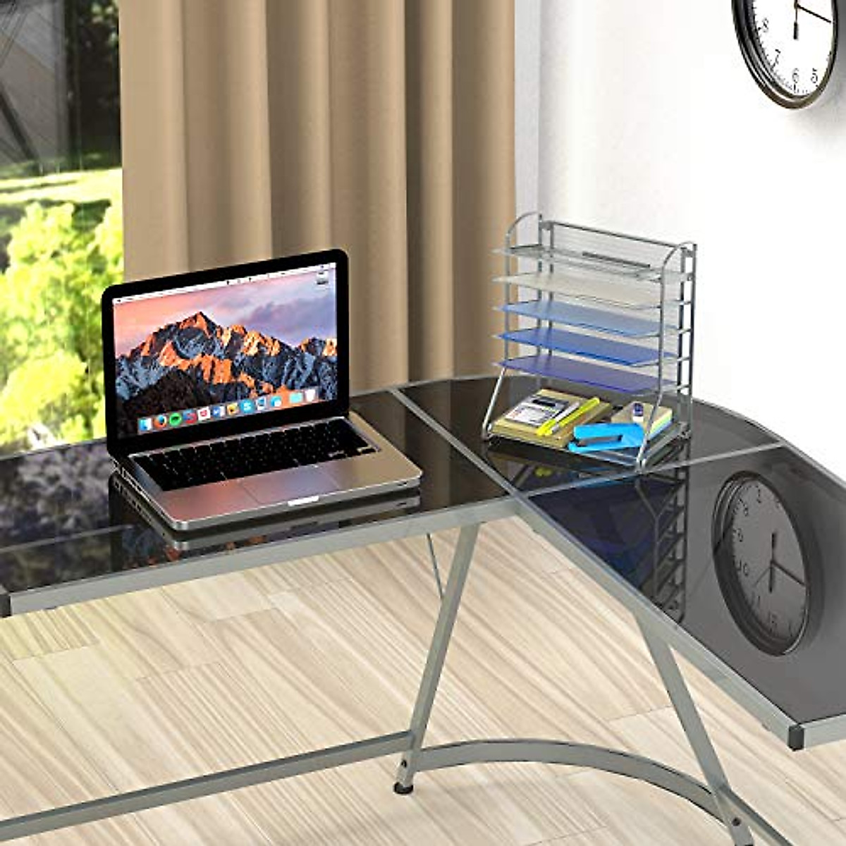 SimpleHouseware 6 Trays Desktop Document Letter Tray Organizer, Silver