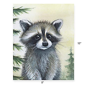 Woodland Creatures Nursery Wall Art Prints Set of 6 for Home Decor (8 x 10 Inch Unframed on Premium Fine Art Matte Paper) Features a Raccoon, Fox, Rabbit, Hedgehog, Deer and Owl