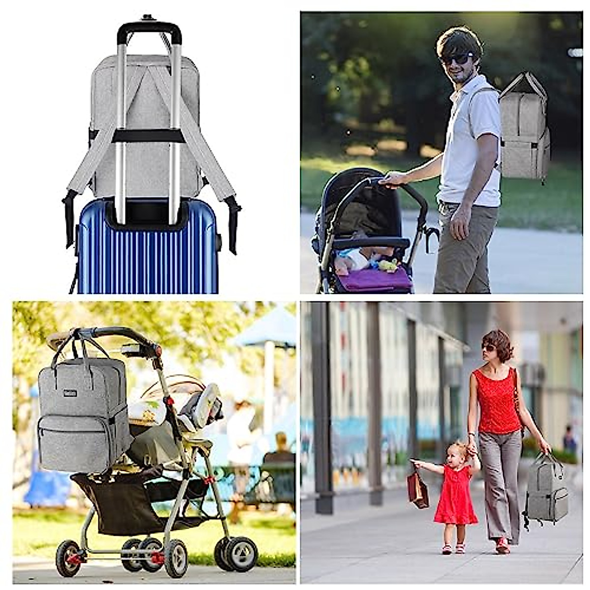 Hamtery Bottle Warmer Backpack with Breastmilk Cooler Bag, Diaper Bag Backpack for Mom and Dad, Fits Most Brands of Portable Bottle Warmer for Travel and 4 Baby Bottles up to 8 Ounces