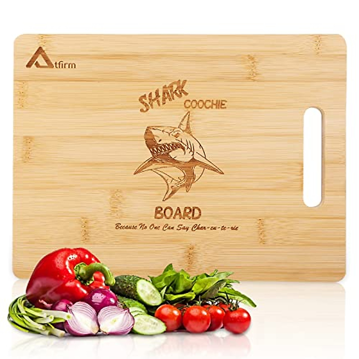 ATFIRM shark coochie board, Bamboo cutting board, shark coochie charcuterie board for kitchen meat, cheese chopping block, funny charcuterie board, laser engraved large charcuterie board (10’’ x 7’’)