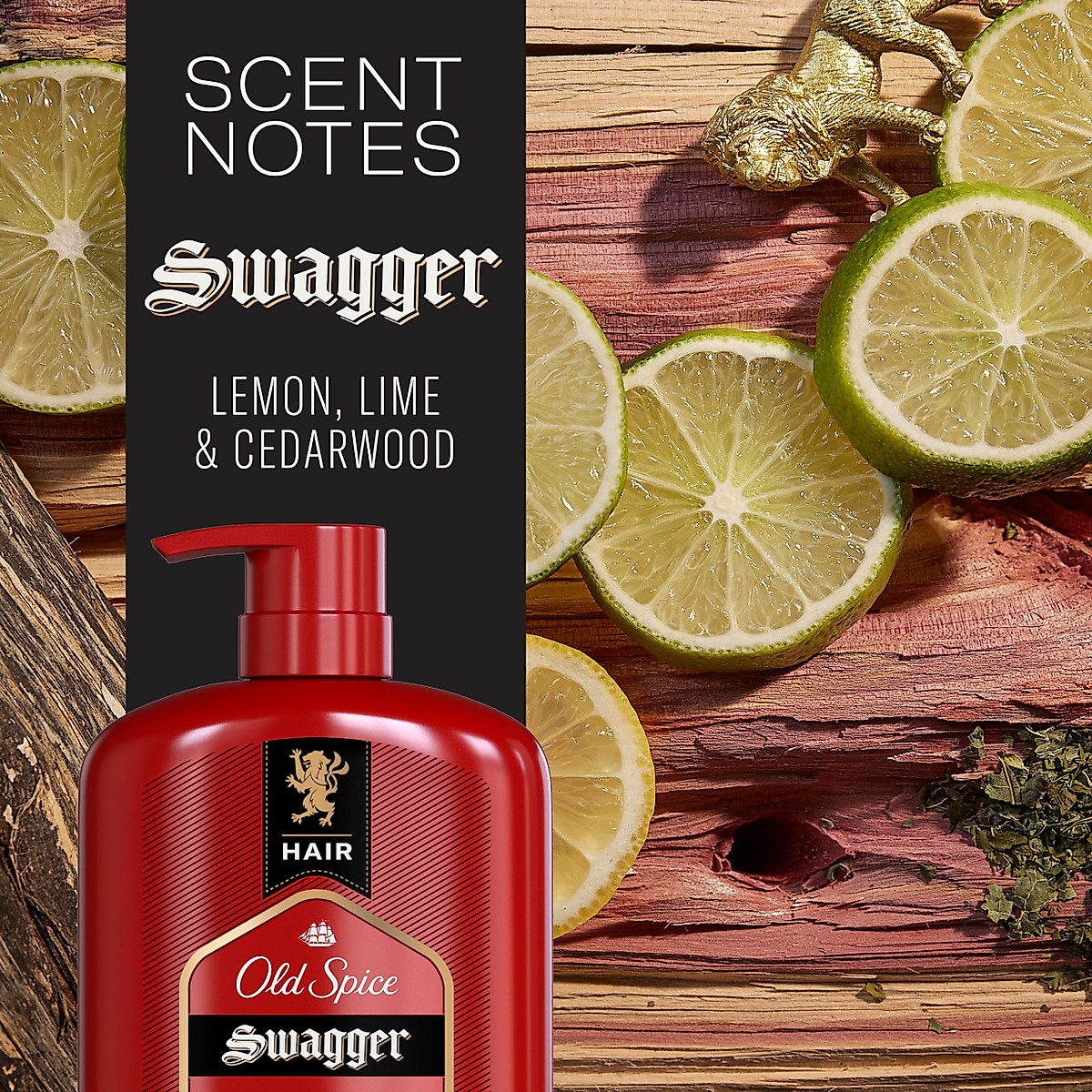 Old Spice Swagger 2-in-1 Shampoo and Conditioner Set for Men, Cedarwood Lime Scent, Get Up To 80% Fuller-Looking Hair, Barbershop Quality, 29.2 Fl Oz Each, 2 Pack