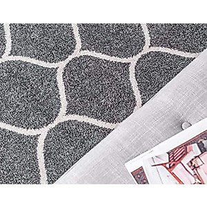 Unique Loom Trellis Frieze Collection Area Rug - Rounded (5' x 8' Oval, Dark Gray/ Ivory)