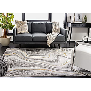 SAFAVIEH Craft Collection 8' x 10' Grey / Gold CFT819F Modern Abstract Non-Shedding Living Room Bedroom Dining Home Office Area Rug
