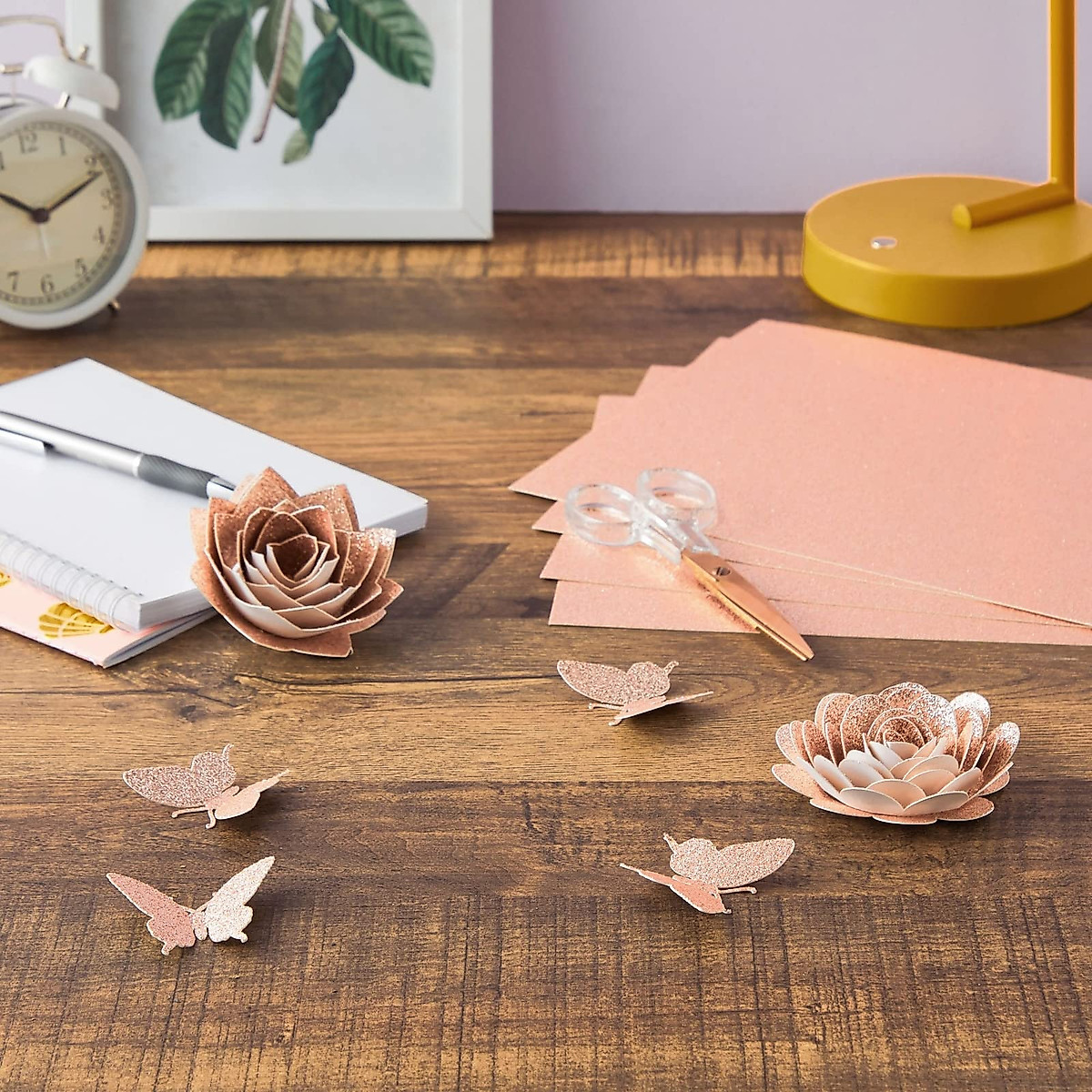 Bright Creations 24 Sheets Rose Gold Glitter Cardstock Paper 8.5 x 11 for Scrapbooking, DIY Projects, Arts and Crafts (280gsm)