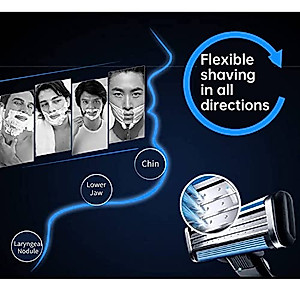 Razor Blades Refills, Razor Blades, Manual Blades Refills, Mens Razor Blade Refills with Dual Lubrication, Stainless Steel Blades for Sensitive Skin