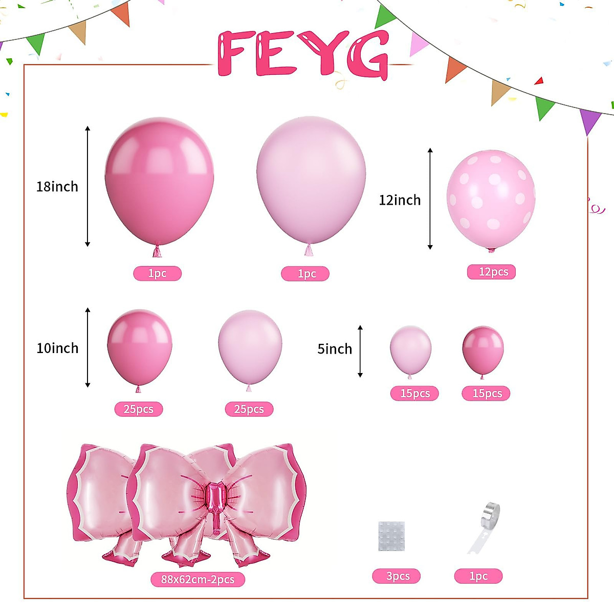 Pink Mouse Birthday Decorations, Pink Mouse Balloon Arch Garland Kit with Pink Bow Tie, Pink Hot Pink Polka Dots for Girls Mouse Theme Birthday Party Decorations Baby shower Wedding Party Supplies