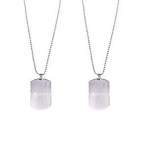 COSMOS 2 Pcs Military Dog Tags with 23.5 Inch Nickel Plated Steel Ball Chains