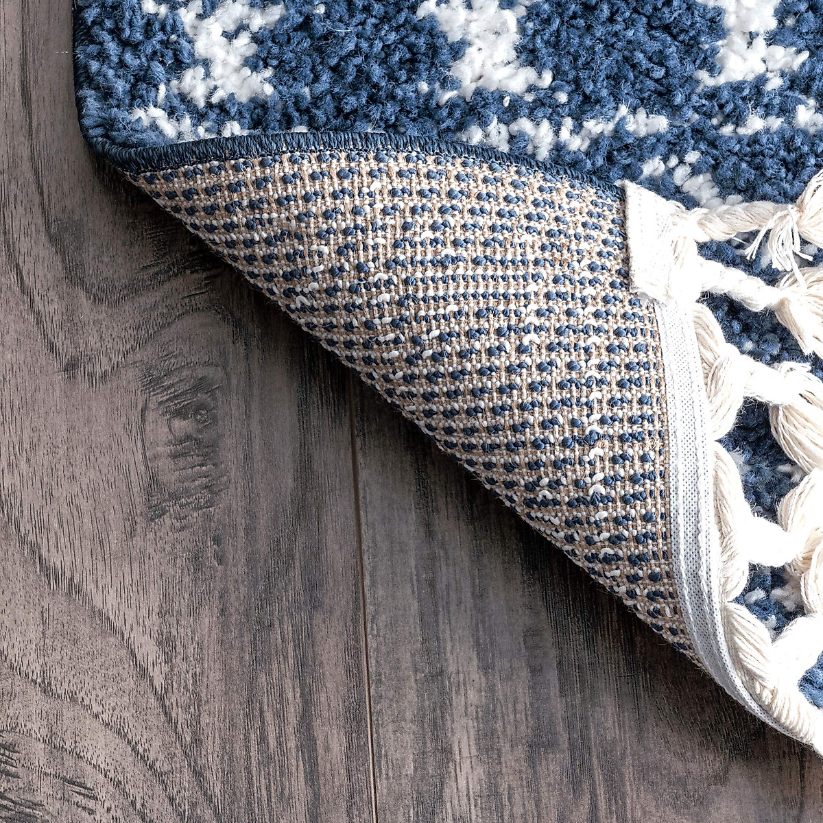 nuLOOM Vasiliki Moroccan Tribal Shag Area Rug , 5' x 8', Blue, Oval