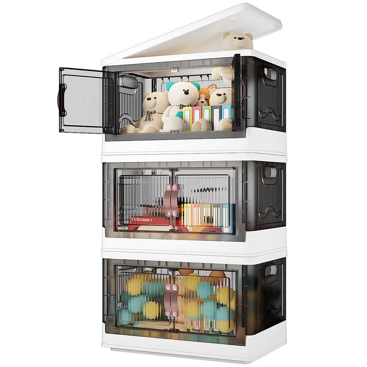 Vivihomety Storage Bins with Lids - 144QT Large Plastic Storage Bins Closet Organizers and Storage, Foldable Stackable Storage Containers for House Organizing Bedroom Dorm Room