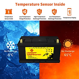 LiFePO4 Battery 100Ah 12V 1280Wh Deep Cycle Lithium Iron Phosphate Battery Built-in BMS Protect Charging and Discharging High Performance for Golf Cart EV RV Solar Energy Storage Battery…