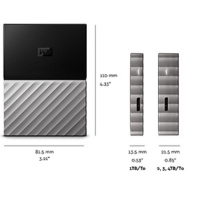 WD 2TB Black-Gray My Passport Ultra Portable External Hard Drive - USB 3.0 - WDBFKT0020BGY-WESN