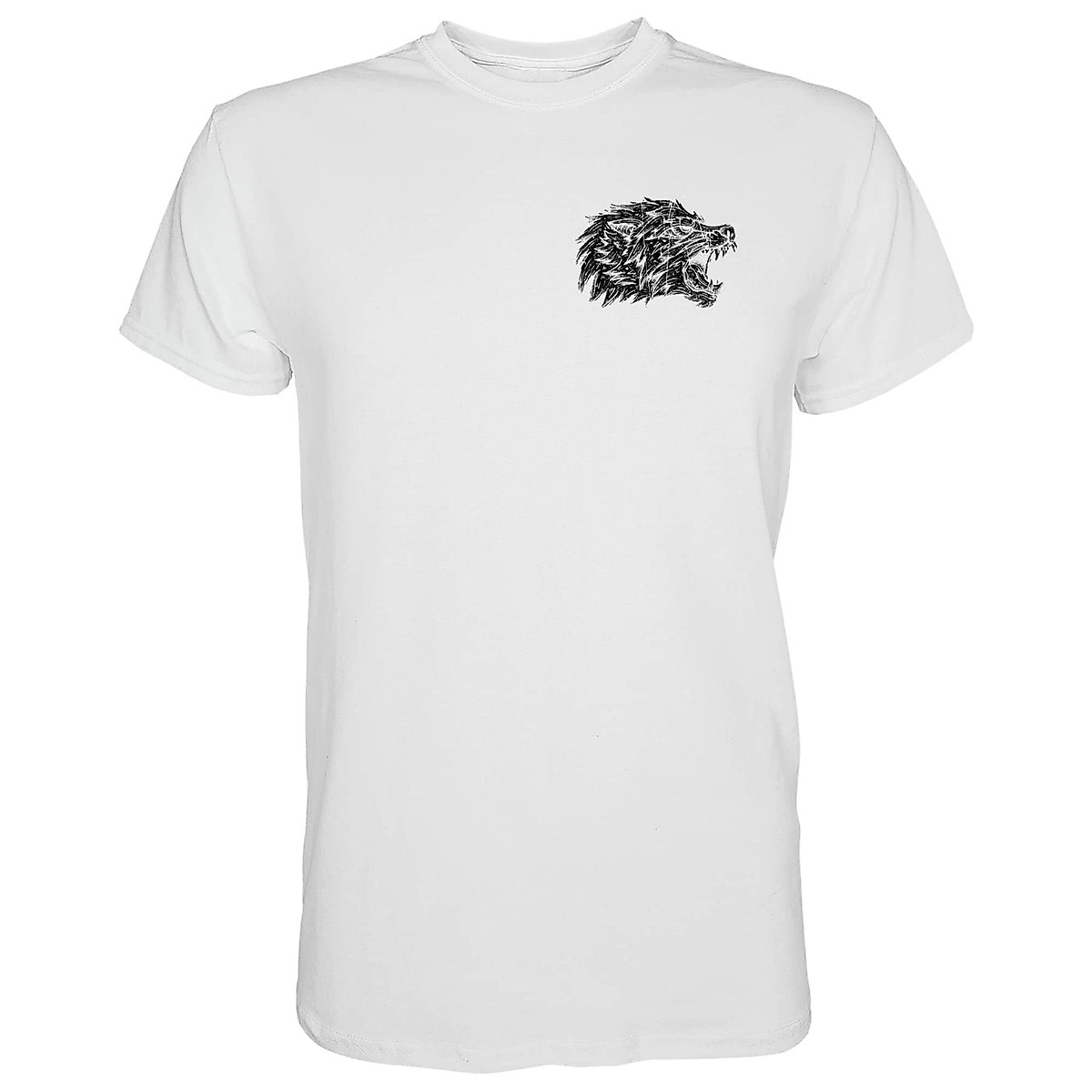 Combat Iron Men's Graphic Short Sleeve T-Shirt | Tactical Athlete Training Club Wolf Edition Mens Novelty Tee | White, X-Large