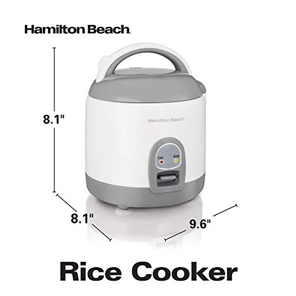 Hamilton Beach Mini Rice Cooker & Food Steamer, 8 Cups Cooked (4 Uncooked), With Steam & Rinse Basket, White (37508)