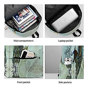Nmbvcxz Peacock Backpack for Women 17 inch Travel Casual Laptop Backpack Lightweight Waterproof Durable Hiking Daypack