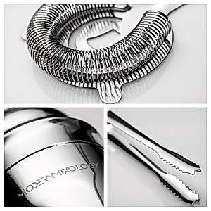 Modern Mixology Bartender Kit with Bamboo Stand - Cocktail Shaker Set and Bar Accessories for Home Bar, Drink Mixing, and Mixology Kit