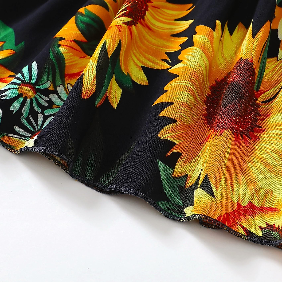 Magic Park Baby Girl Dress Toddler Girl Summer Princess Dresses Kids Holidays Skirt Beach Outfits (Black Flower, 18-24 Months)