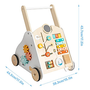 Twefex Wooden Baby Walker - Baby Push Walker with Music Box - Toddler Walker Push Toy with Adjustable Speed - Learning Activity Walker - Activity Center for Babies Boys and Girls