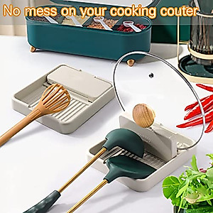 AIERSA Spoon Rest with Lid Holder for Stove Top (1 Pack)Spatula Ladle Pot Lid Utensil Rest for Countertop,Kitchen Gadgets Accessories for Cooking