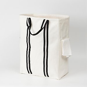 Laundry Basket, Foldable Dirty Clothes Hamper, Thick Canvas Laundry Bag with Handles/Drawstring/Side-Pockets, Tall Laundry Baskets Hampers for Bedroom, Dorm, Travel, 55L (Beige)