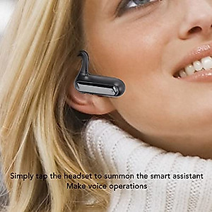 Single Ear Bluetooth Headset, Waterproof HiFi Bone Conduction Headphones Stereo Wireless Earphone for Sports, Running, Driving, Bicycling, Hiking