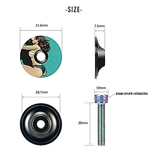 ALEOED 1 1/8 Inch Bike Headset Top Cap Front Fork Stem Top Cover Bowl Aluminum Alloy with Titanium Bolts for MTB Road Bicycle