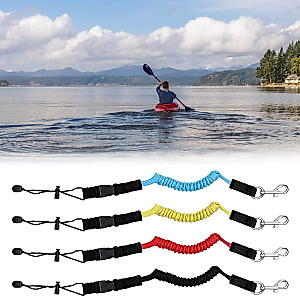 SPENCER Kayak Paddle Leash - Kayak Rod Leash Safety Tool Paddle Lanyard Rope Kayak Accessories Stretchable Coiled Lanyard Leash for Kayak and SUP Paddles, Fishing Poles Rods (Yellow, 1 Pack)