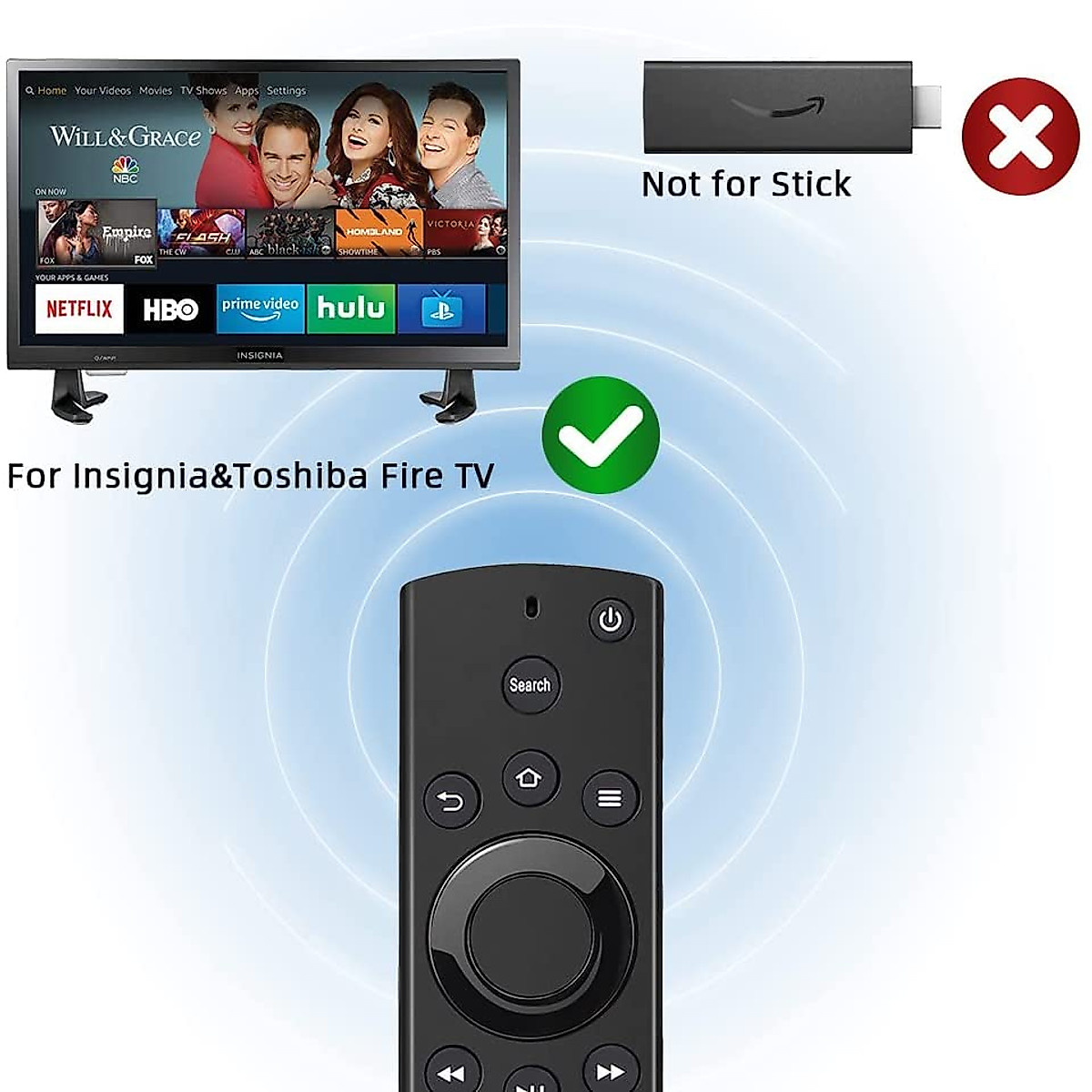 NS-RCFNA-19 NS-RCFNA-21 Replacement IR Remote fit for Insignia Fire TV/Toshiba Fire TV NS-50DF710NA19 NS-43DF710NA19 NS-50DF711SE21 NS-55DF710NA19 43LF621U21 32LF221U19 50LF621C21 55LF621C19