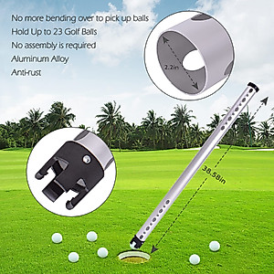 River Hill Golf Golf Ball Retriever, Aluminum Alloy Picker Upper Tube, 23 Golf Balls Shagger Grabber, 38.6 Inch Ball Collector, Pickup Tool Device for Men Women