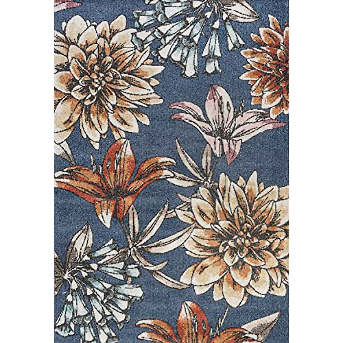 JONATHAN Y CTP202A-8 Giglio Modern Botanical Flower Indoor Area-Rug, Contemporary, Floral, Tropical Easy-Cleaning,Bedroom,Kitchen,Living Room,Non Shedding, Blue/Orange/Cream, 8 X 10