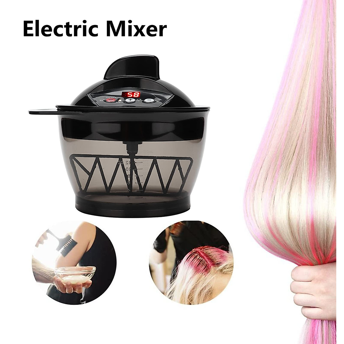 Electric Mixer, Hair Coloring Dyeing Mixer Kit Electric Dyestuff Mixer, Electric Blender, Automatic Dye Cream Blender US Plug with Scales for Hair Salon Home