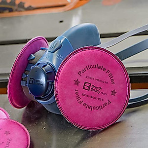 Breath Buddy Respirator Mask (Plus Safety Glasses) Reusable Professional Breathing Protection Against Dust, Lead Paint (750P3)