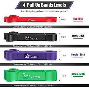 VEICK Resistance Bands for Working Out, Exercise Bands, Workout Bands, Pull Up Assistance Bands, Long Heavy Stretch Bands Set for Men and Women, Power Weight Gym at Home Fitness Equipment